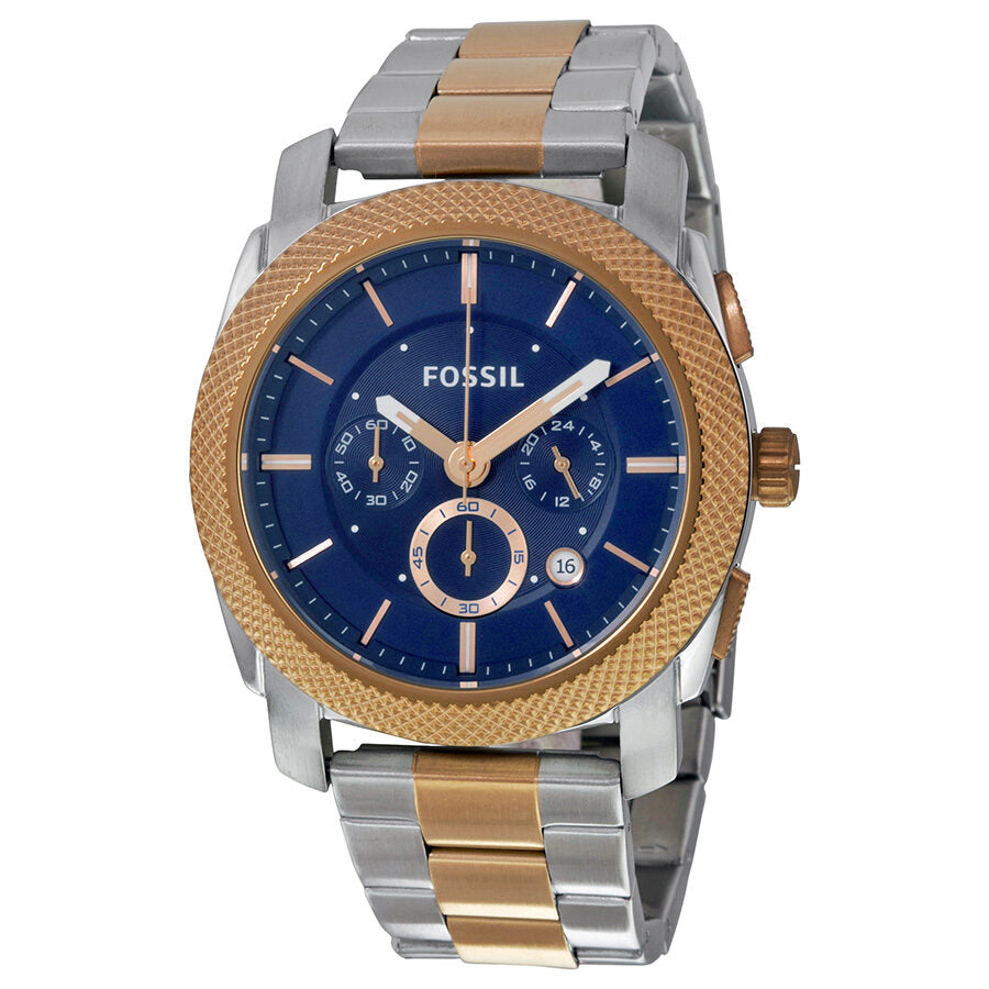 Fosssil Machine Chronograph Blue Dial Two-tone Men's Watch FS5037 ...